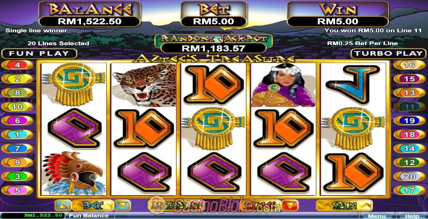 Aztec's Treasures Slot Game - Realtime Gaming - Review & Rating